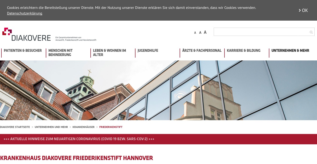☎ DIAKOVERE Friederikenstift - Hospital in Hannover - Calenberger Neustadt
